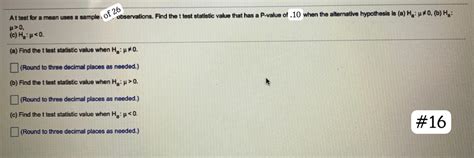Solved Of Observations Find The T Test Statistic Value Chegg
