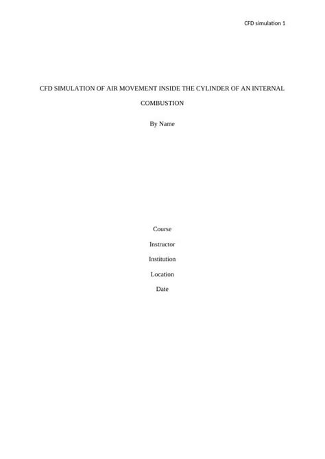 Cfd Simulation Of Air Movement Inside The Cylinder Of An Internal Combustion
