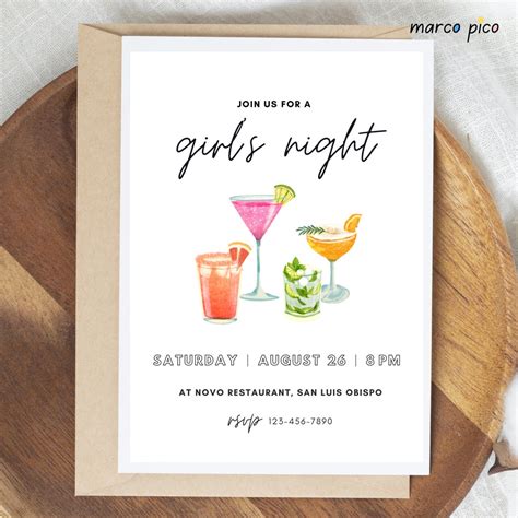 Girls Night Invitation Template Girls Night Out Editable Etsy