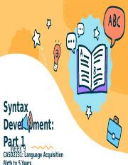 Language Acquisition Syntax Basics Word Mapping Course Hero