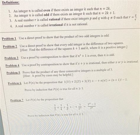 Solved Definitions A 1 An Integer N Is Called Even If