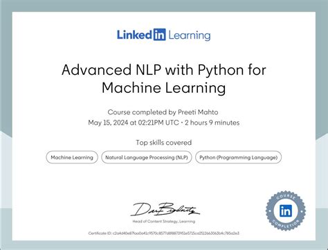 Preeti Mahto On Linkedin Nlp Machinelearning Linkedinlearningcertified