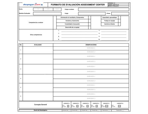 Formato De Evaluación Assessment Center Pdf Pdf