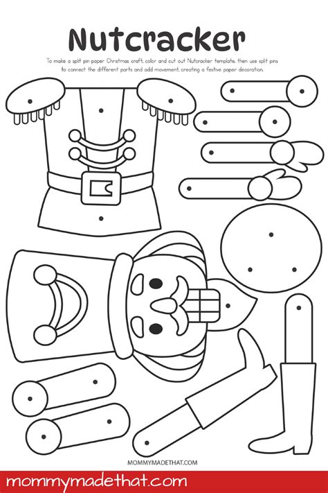Nutcracker Split Pin Craft Free Printable Idée Noël Maternelle