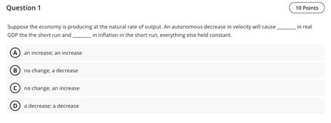 Solved Question 1suppose The Economy Is Producing At The
