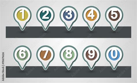 Set Of Numbers Design Mapping Pins Icon Map Markers Or GPS Map Stock Vector Adobe Stock