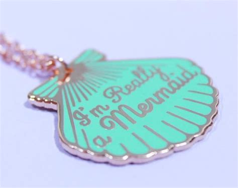 Mermaid Enamel Shell Necklace Mermaid Necklace Mermaid Jewelry