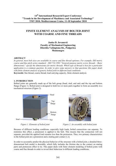 Finite Element Analysis Of Bolted Joint With Coarse