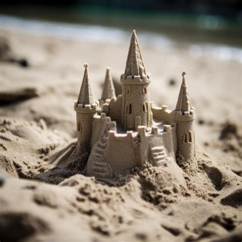 Premium Ai Image Detailed Sandcastle On A Beach