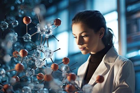 Premium Ai Image Female Scientist Doctor Examining Virtual Molecular Model 3d Hologram