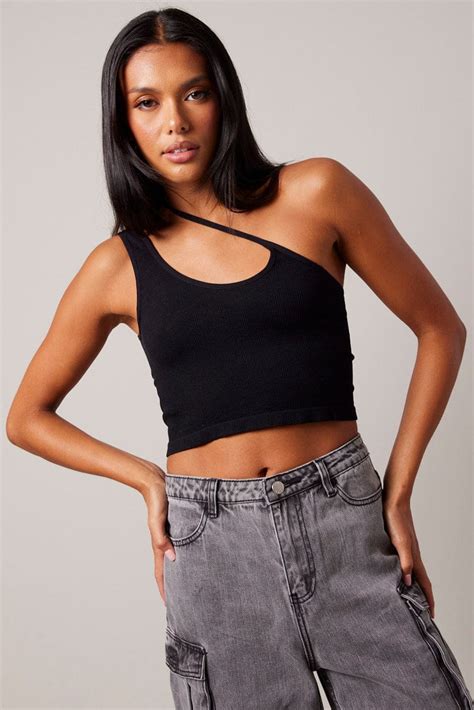 Black Crop Top Singlet Seamless Ally Fashion