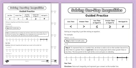 Sixth Grade Solving One Step Inequalities Guided Practice