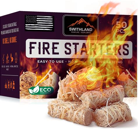 Swithland 50 Pcs Fire Starter Charcoal Chimney Fire