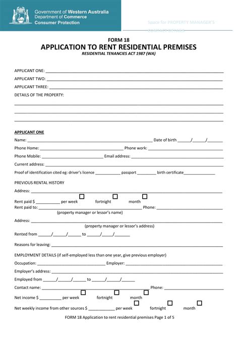 Free Printable Rental Application Form Templates [word Pdf] Simple