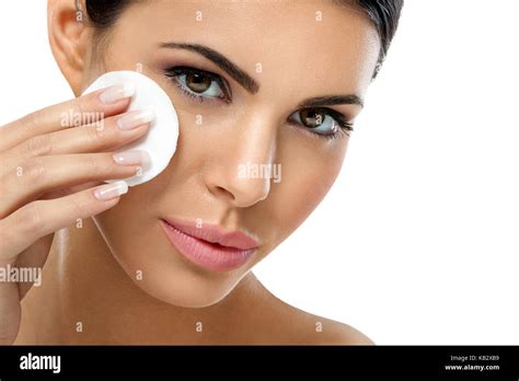 Skin Care Woman Removing Face Makeup With Cotton Swab Pad Skin Care Concept Stock Photo Alamy