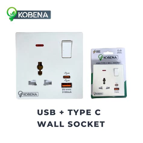 Kobena Usb Type C Wall Socket 13a Switches Sockets Suis Lampu Rumah Shopee Malaysia