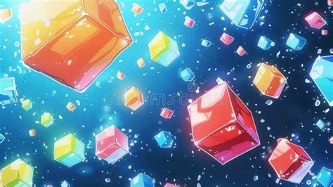 Colorful Translucent Cubes Floating In A Vibrant Underwater Scene Stock Illustration