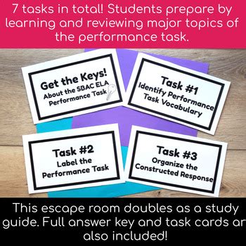 SBAC CAASPP ELA Performance Task Escape Room Grades 6 8 11 Test Prep Activity