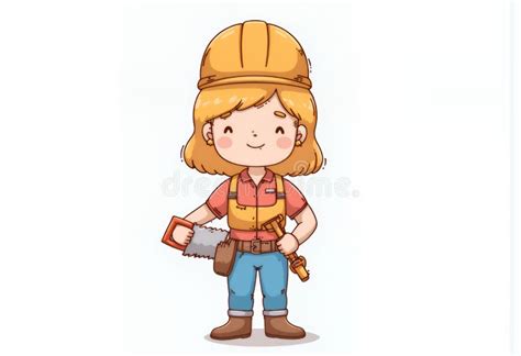 Cheerful Blonde Chibi Construction Worker A Delightful Korean Style 2d