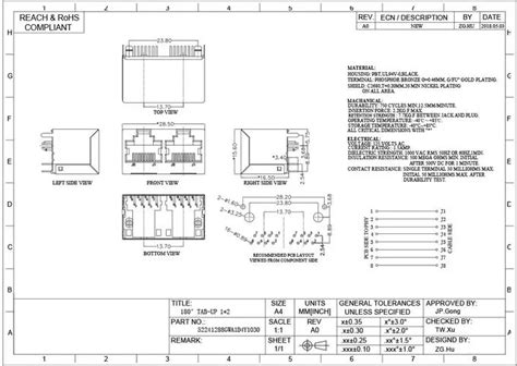 Modular 180 Degree 1x2 Ethernet Rj45 Connector Dimud Connectors And Cables