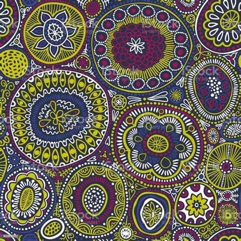 완벽 한 패턴입니다 원활한 식물원 질감 상세한 도트 고 그림 서클 낙서 스타일 여름 꽃 배경 민족 패턴입니다 모든 요소에 자른는