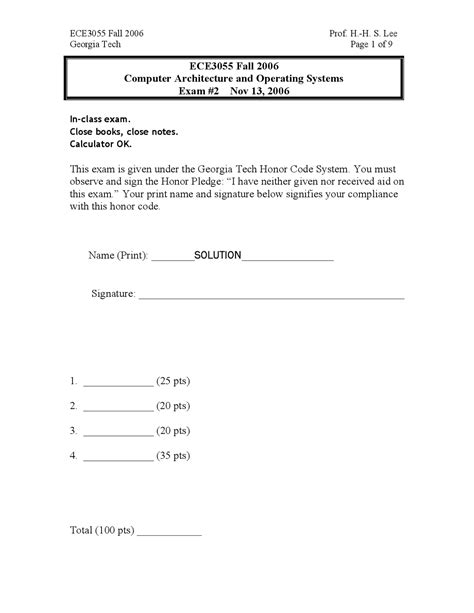 4 Solved Questions On Computer Architecture And Operating Systems Ece