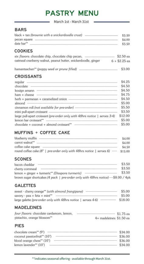 Pastry Menu — Dozen Bakery