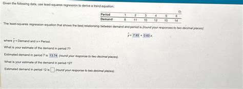 Solved Given The Following Data Use Least Squares Chegg