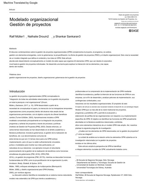01 Modeling Organizational Project Managment Pdf Gestión De Proyectos Gobernancia