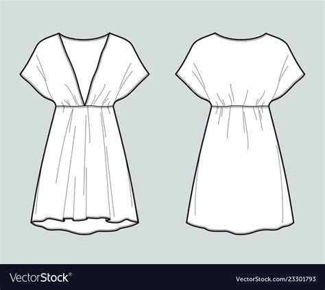 Beach Summer Dress Front And Back Views Royalty Free Vector