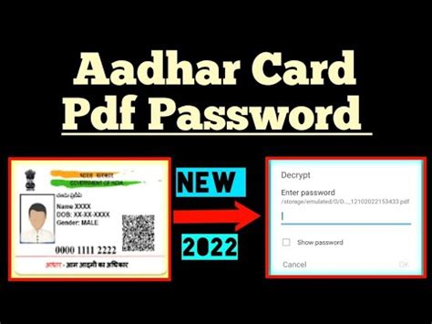 Aadhar Card PDF Opening Password Aadhar Card Password To Open Pdf YouTube