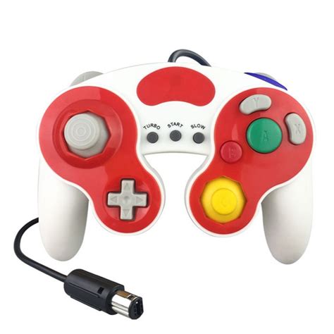Three Point Decorative Strip Wired Game Handle Controller For Nintendo NGC Red White