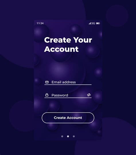 Create Account App Screen Ui Design Vector Interface 11549827 Vector Art At Vecteezy