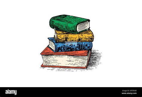 Stack Of Books Drawing Color