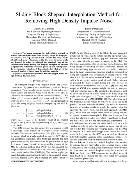 Pdf Sliding Block Shepard Interpolation Method For Removing High