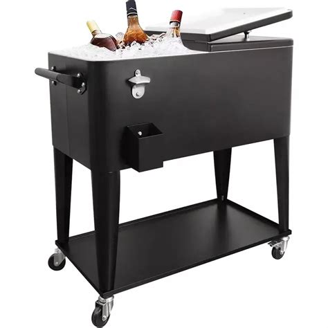 80 Quart Rolling Cooler Cart Ice Chest Wheels Outdoor Patio Temu In
