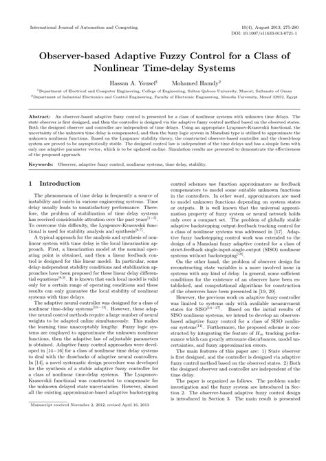 Pdf Adaptive Fuzzy Flatness Based Excitation Control For Power System Generators