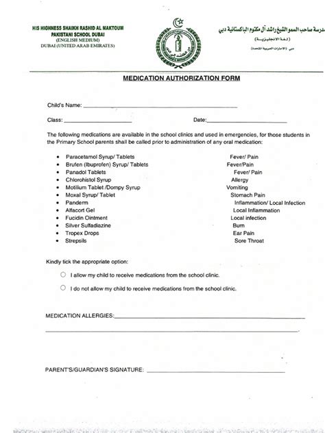 Medication Authorization Form Pdf