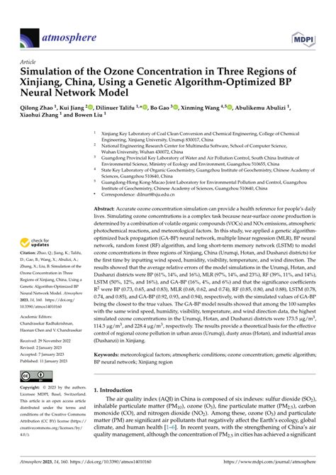 Pdf Simulation Of The Ozone Concentration In Three Regions Of