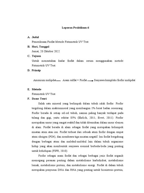 Laporan Praktikum Kimia Klinik 2 Fosfat Pdf