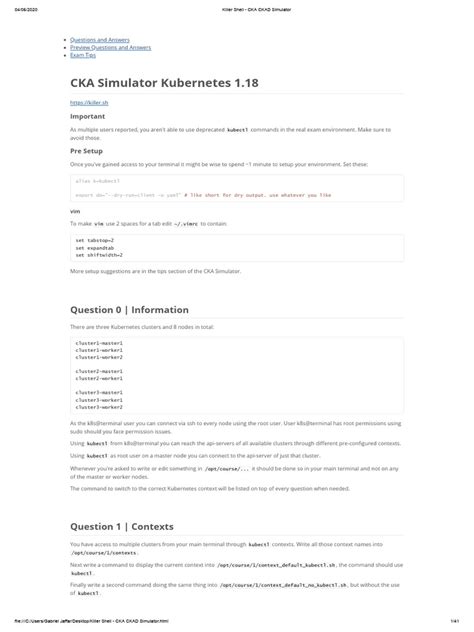 Killer Shell Cka Ckad Simulator Pdf Computing Computer Science