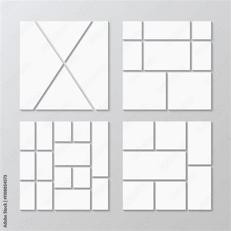 Photo Gallery Banners Scrapbook Layouts Template Empty Portfolio Collage Set Moodboard