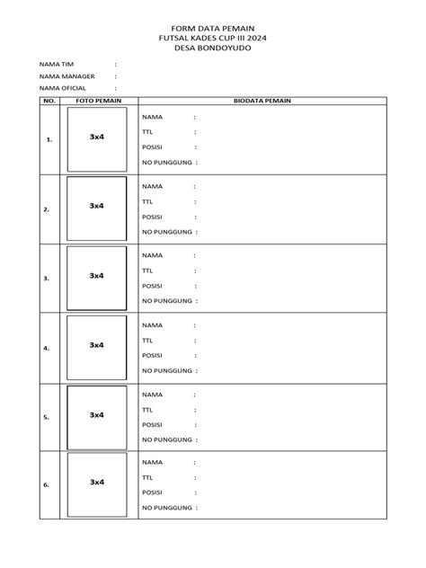 Form Data Pemain Pdf