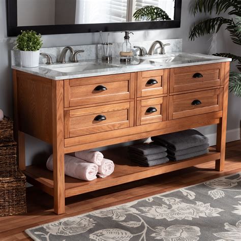 59 Inch Modern Double Sink Bathroom Vanity With Vessel