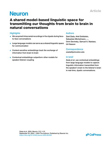 pdf a shared model based linguistic space for transmitting our
