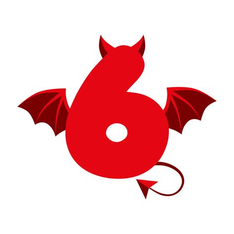 Devil Red 6 Number With Wings For Ui Games Scary Dark Cartoon Demon
