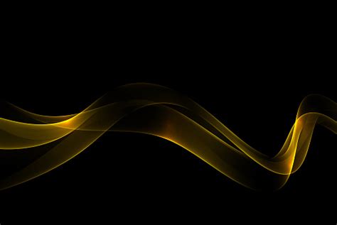 추상 황금 흐름 투명 연기가 자욱한 파도 배경에 조명 효과가 있습니다 프리젠 테이션 포스터 전단지 배너를위한 미래 지향적 인 디자인 레이아웃 검은색에 대한 스톡 벡터 아트