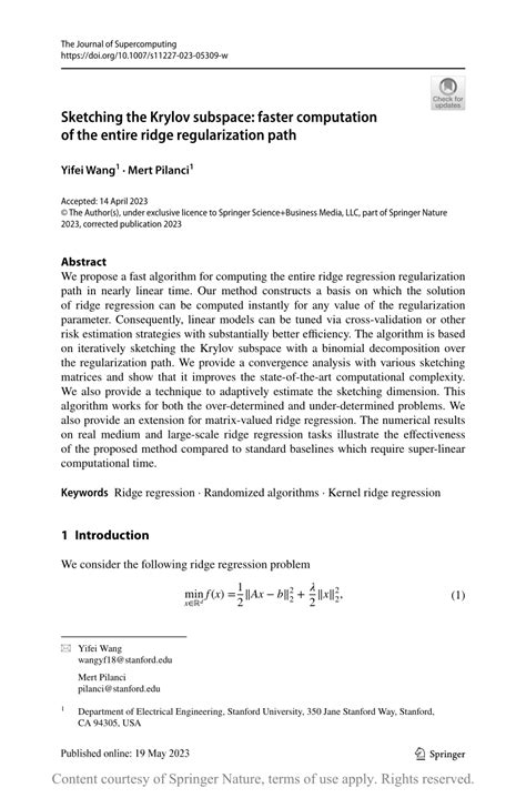 sketching the krylov subspace faster computation of the entire ridge