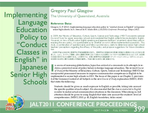Pdf Implementing Language Education Policy To Conduct Classes In English In Japanese Senior