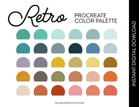 RETRO Procreate Color Palette Trendy Retro Inspired Colors Made